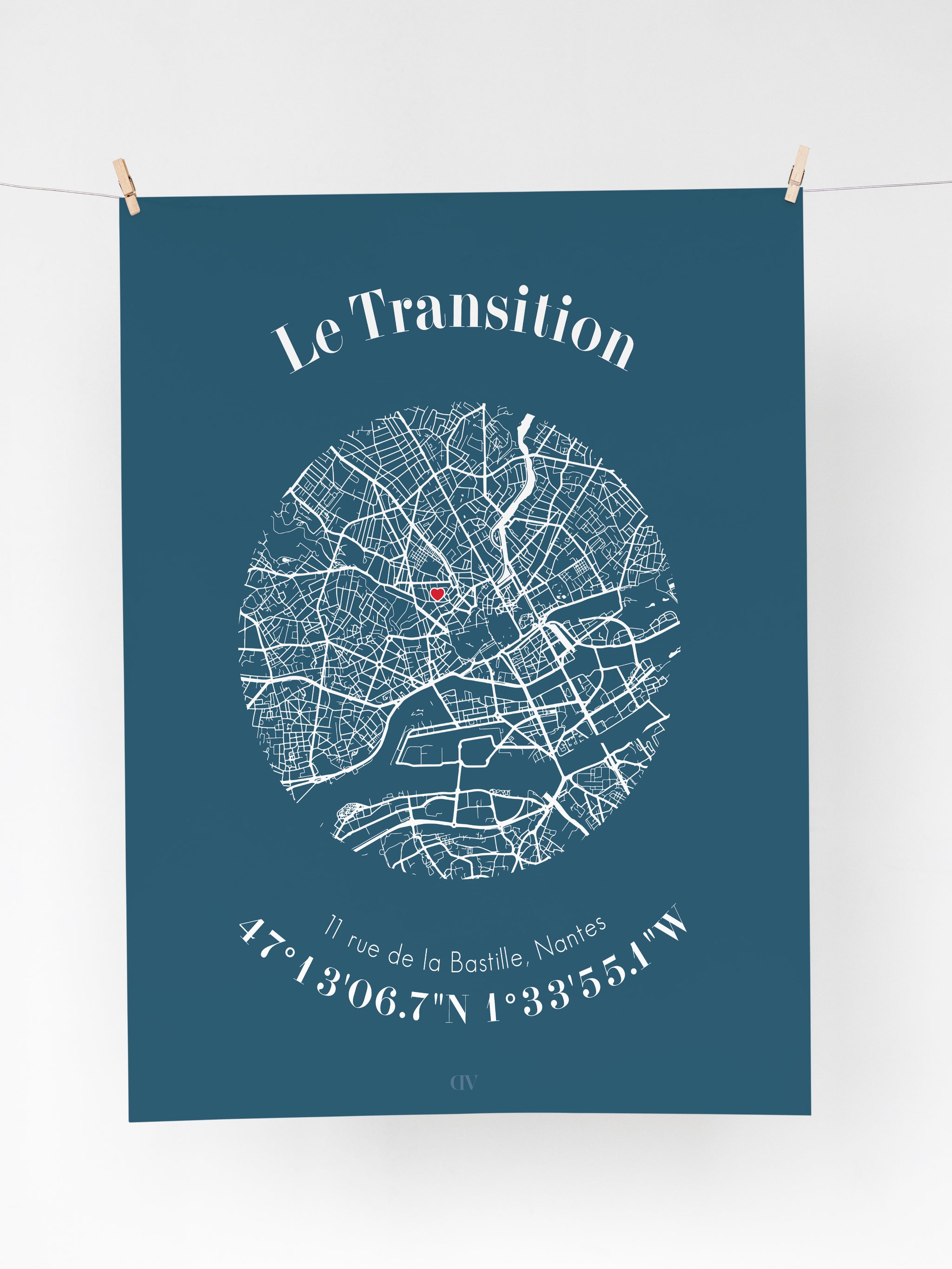 Affiche personnalisée, carte avec point GPS – Graphiste de Famille